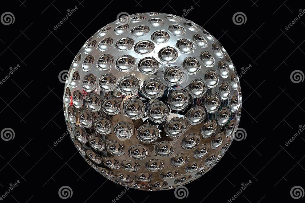Silver Golf Ball 3D Rendering Stock Illustration - Illustration of path ...