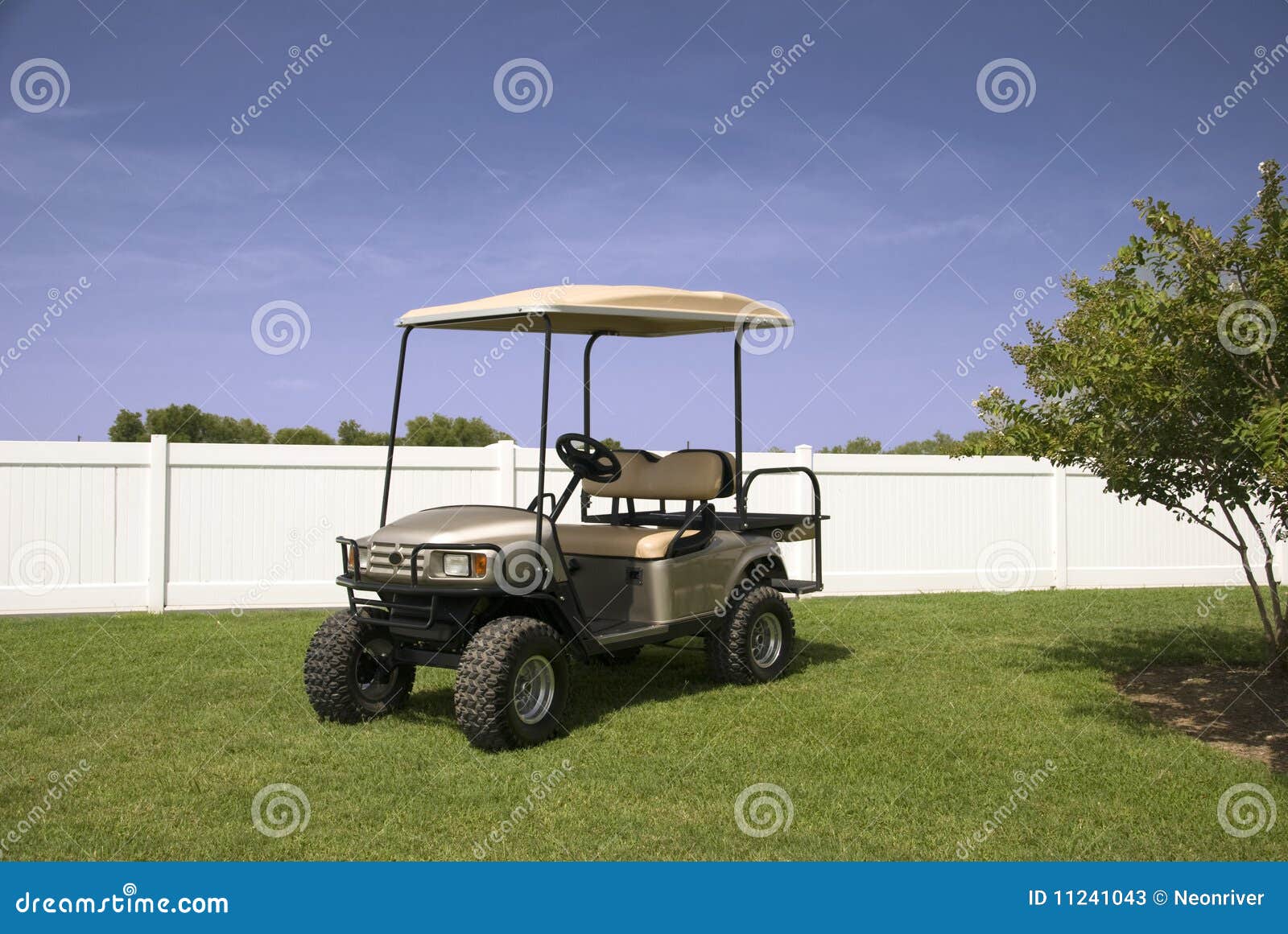 Silver Golf Cart stock image. Image of recreation, fence - 11241043