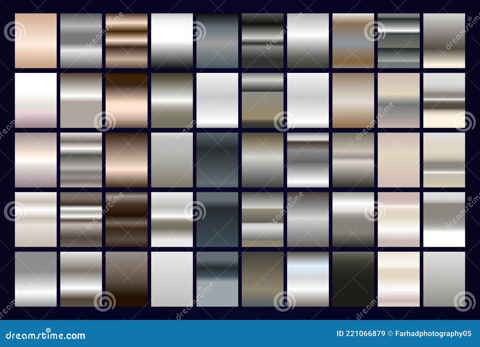 Silver Gradient Color Set, Silver Metallic Gradient Color Vector Set ...