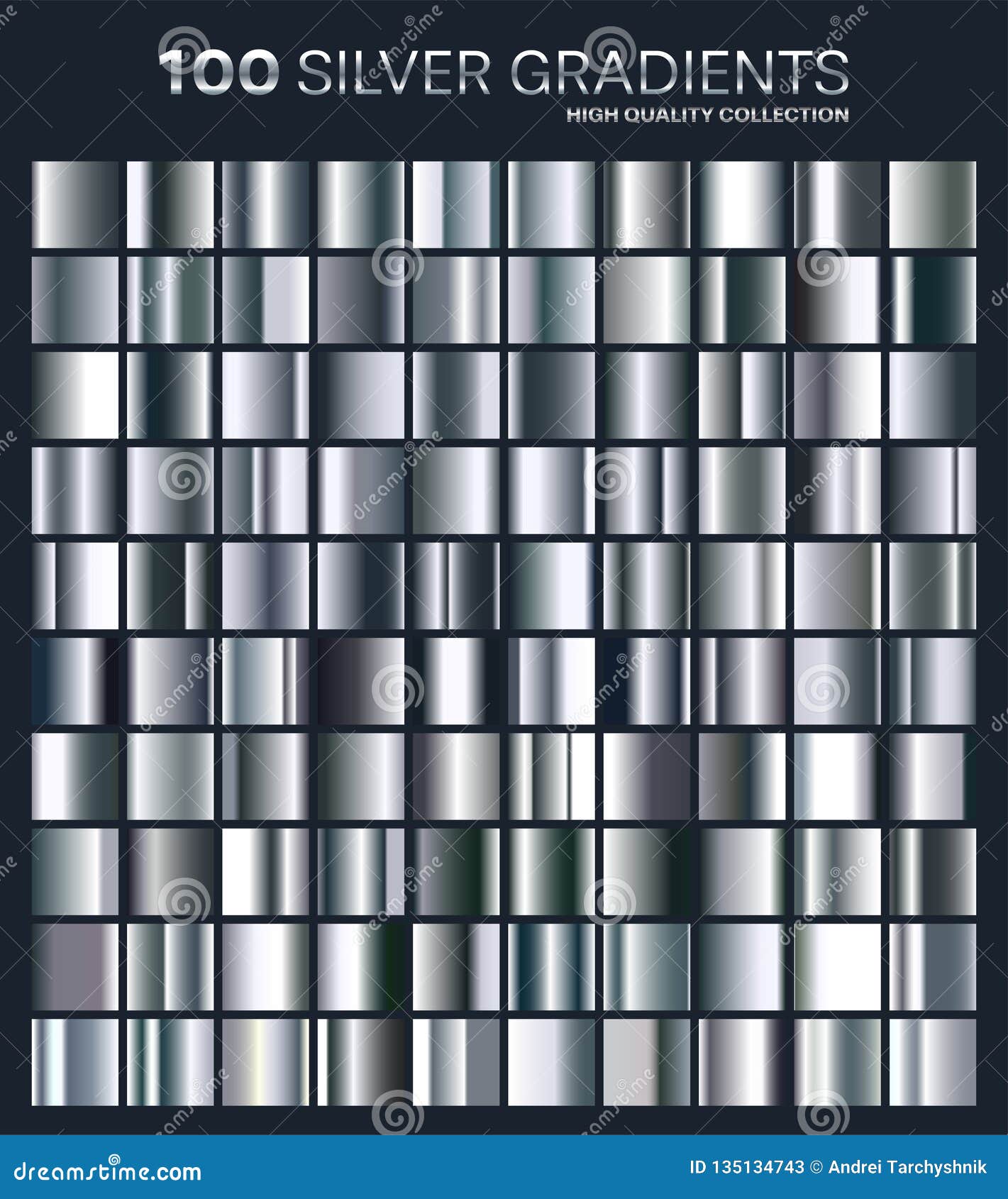 Silver Gradient,pattern,template.Set of Colors for Design,collection of ...