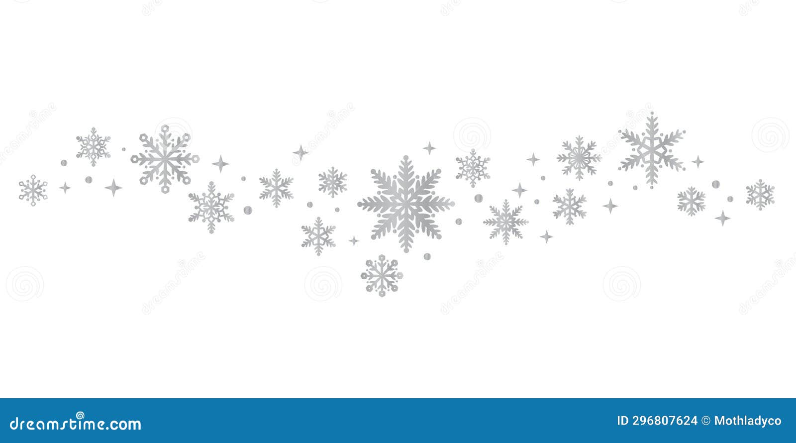 Silver Gradient Snowflake Vector Decorative Boarder, Dynamic Snow Wave ...