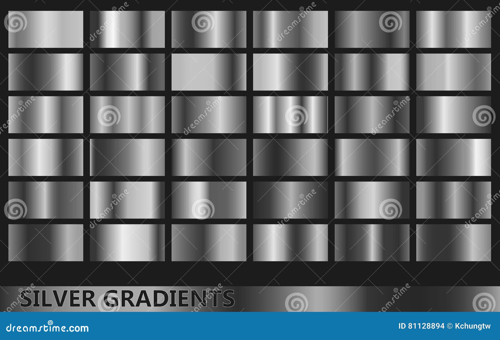 Silver Gradients Collection Stock Vector - Illustration of luster ...