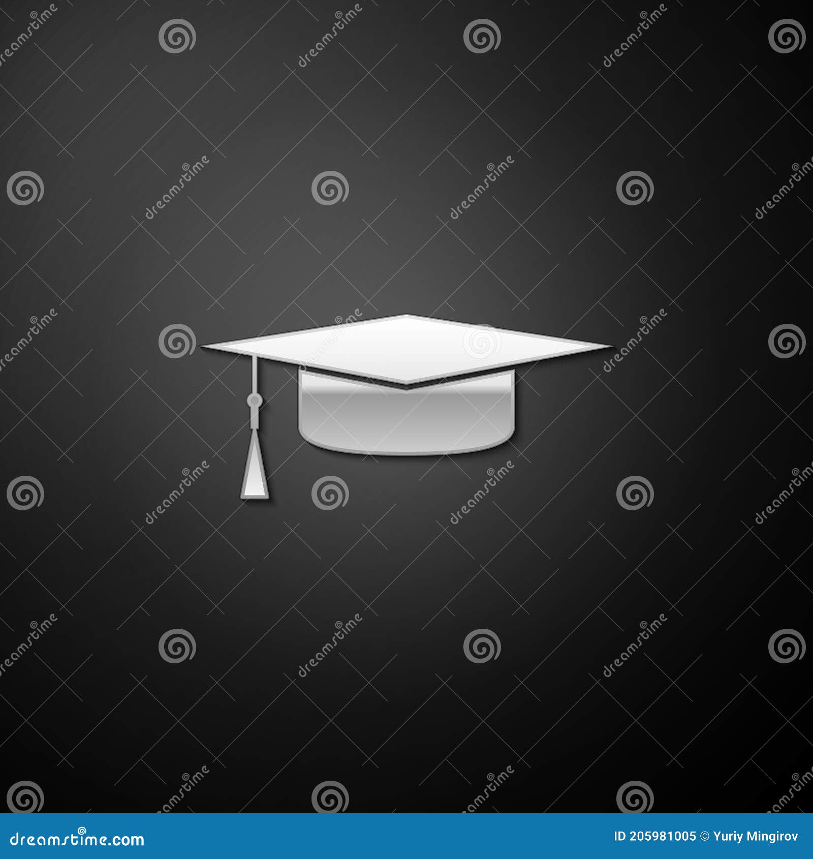 Silver Graduation Cap Icon Isolated on Black Background. Graduation Hat ...