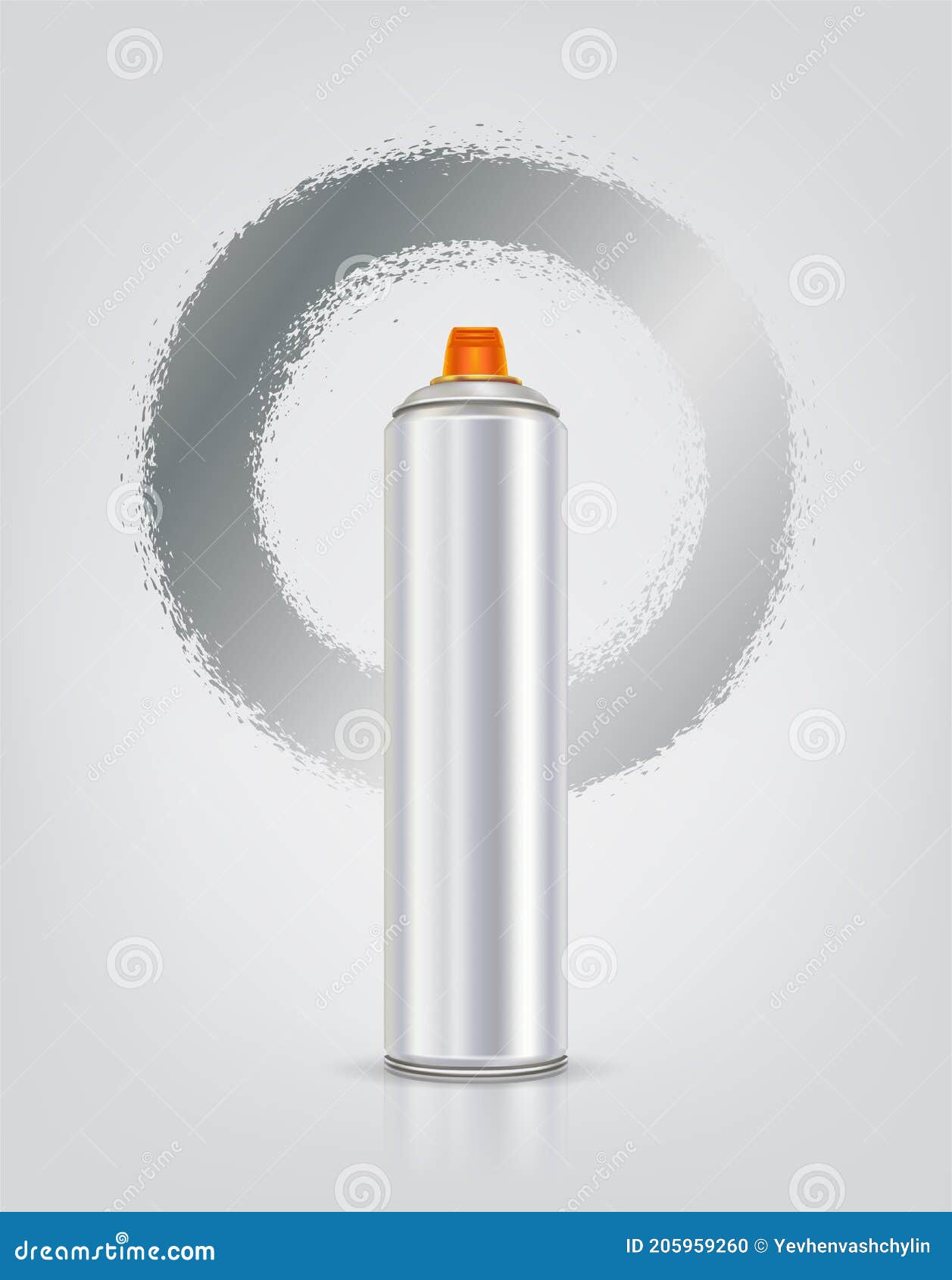Silver Graffiti Spray Can. Vector Illustration with Reflect and Shadow ...