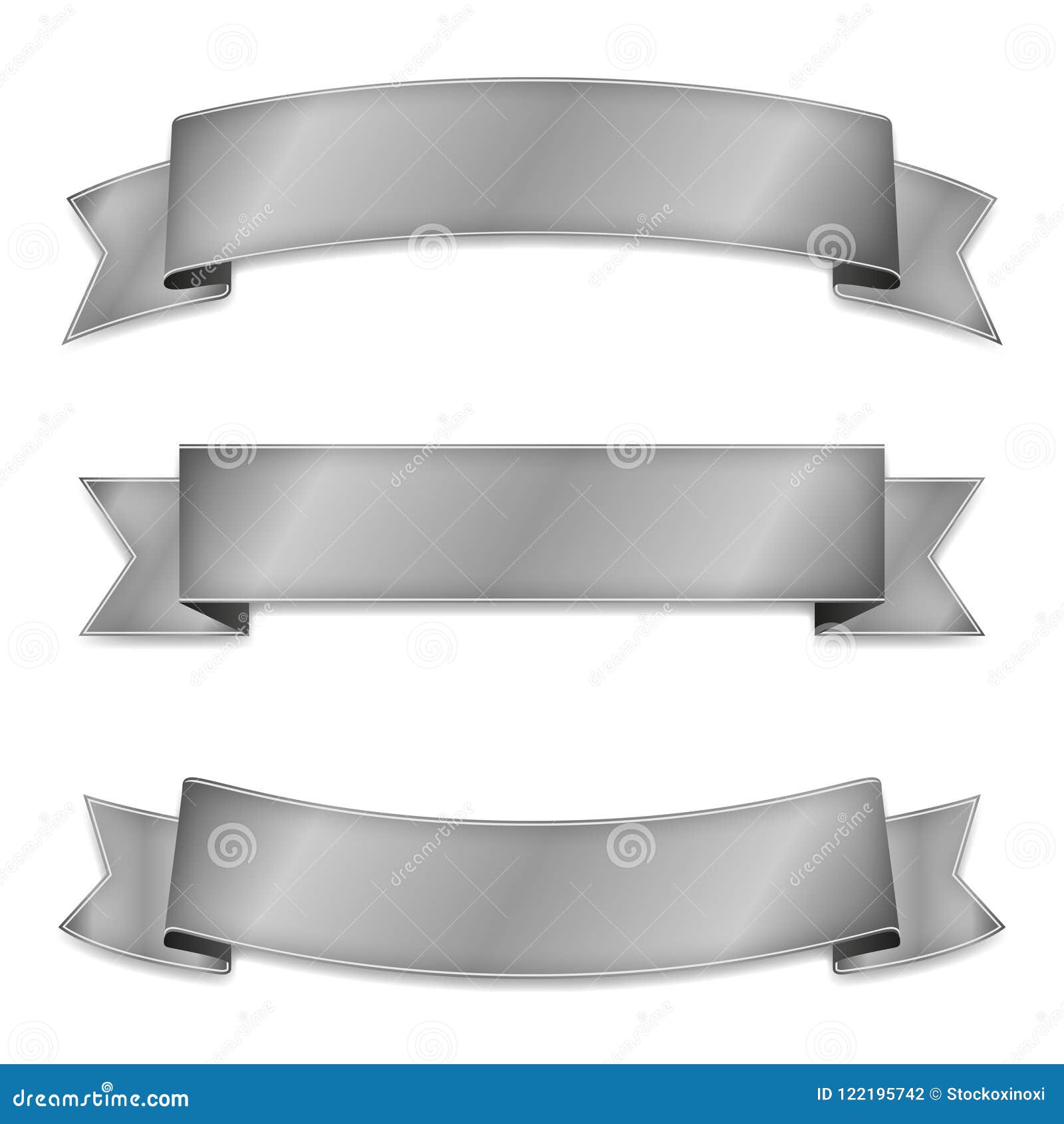 Silver Gray Ribbon Collection Stock Illustration - Illustration of ...