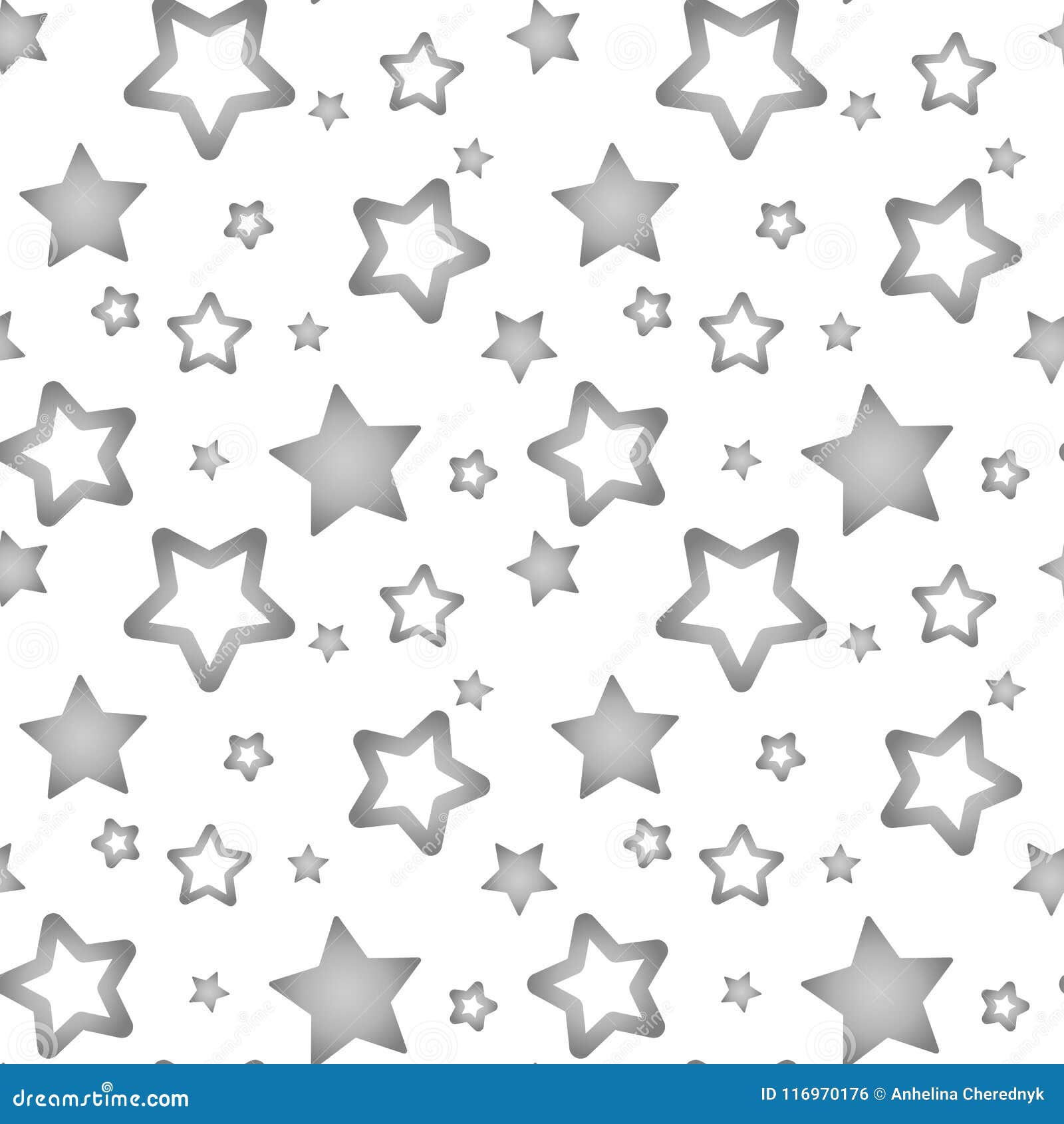 Silver Gray Stars on a White Background Pattern Seamless Vector Stock ...