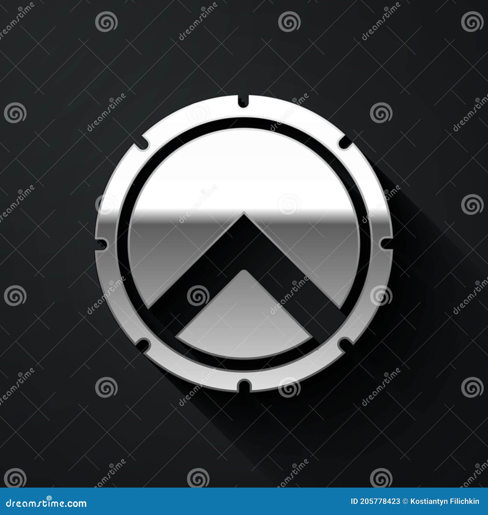 Silver Greek Shield with Greek Ornament Icon Isolated on Black ...