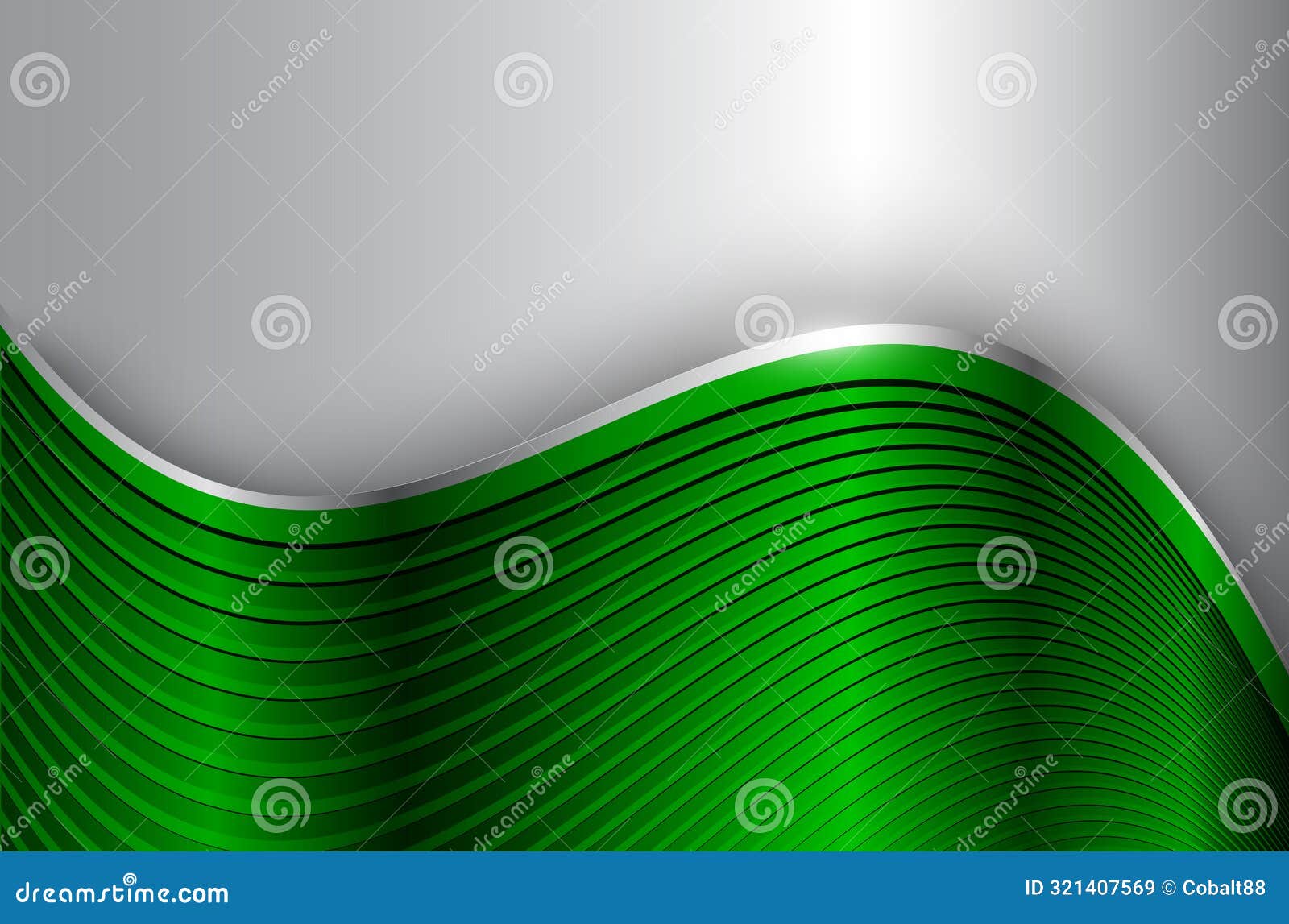 Silver Green Abstract Background with Wavy Pattern, 3d Illustration ...