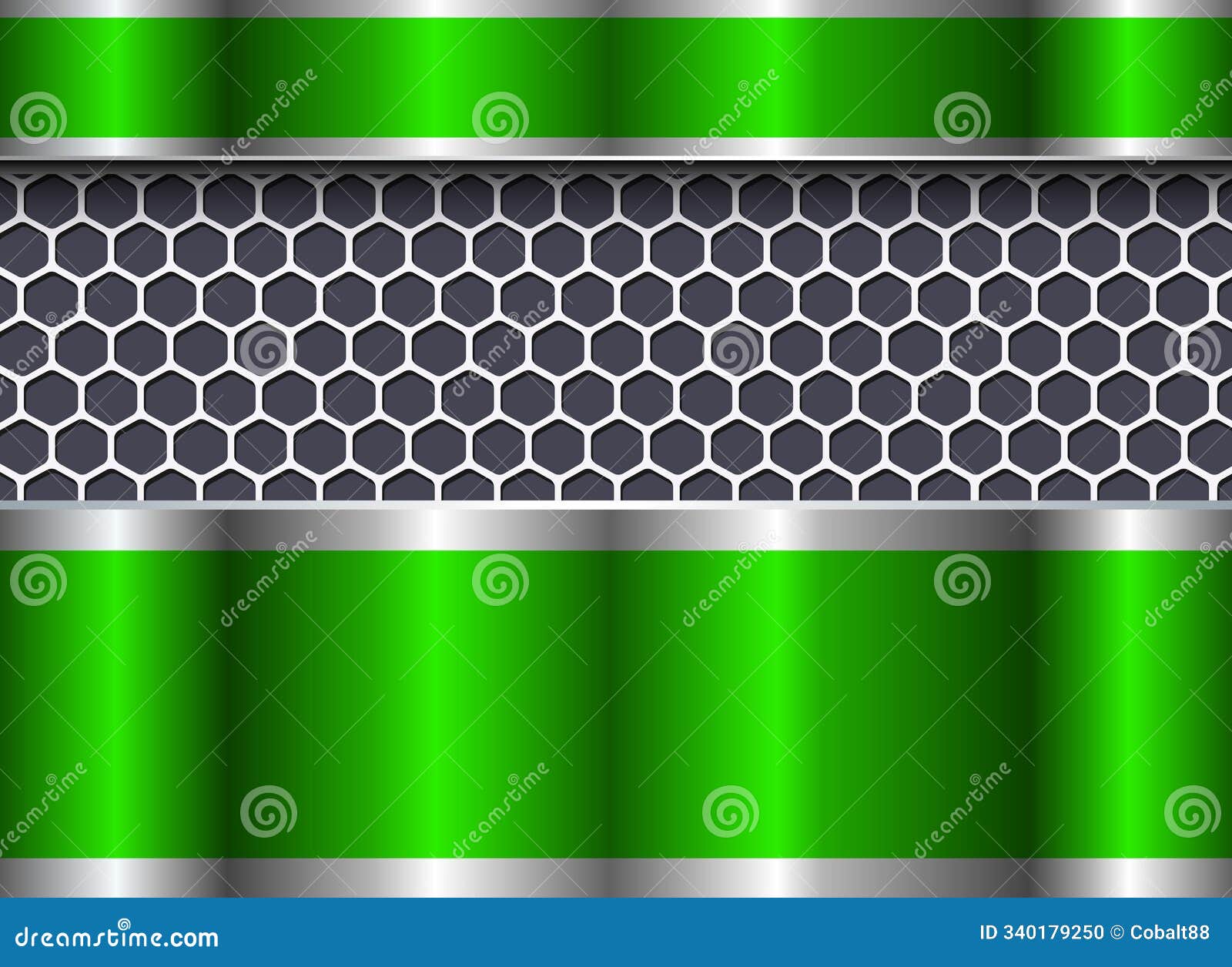 Silver Green Metallic Background with Hexagons Pattern Stock Vector ...