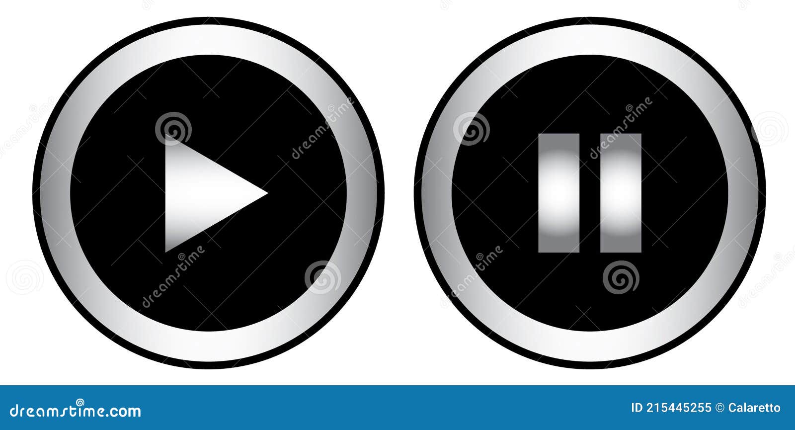 Silver Grey Black Play Pause Button Icon Vector Stock Vector ...