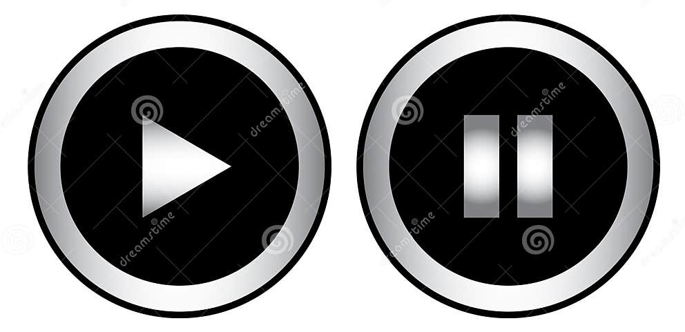 Silver Grey Black Play Pause Button Icon Vector Stock Vector ...