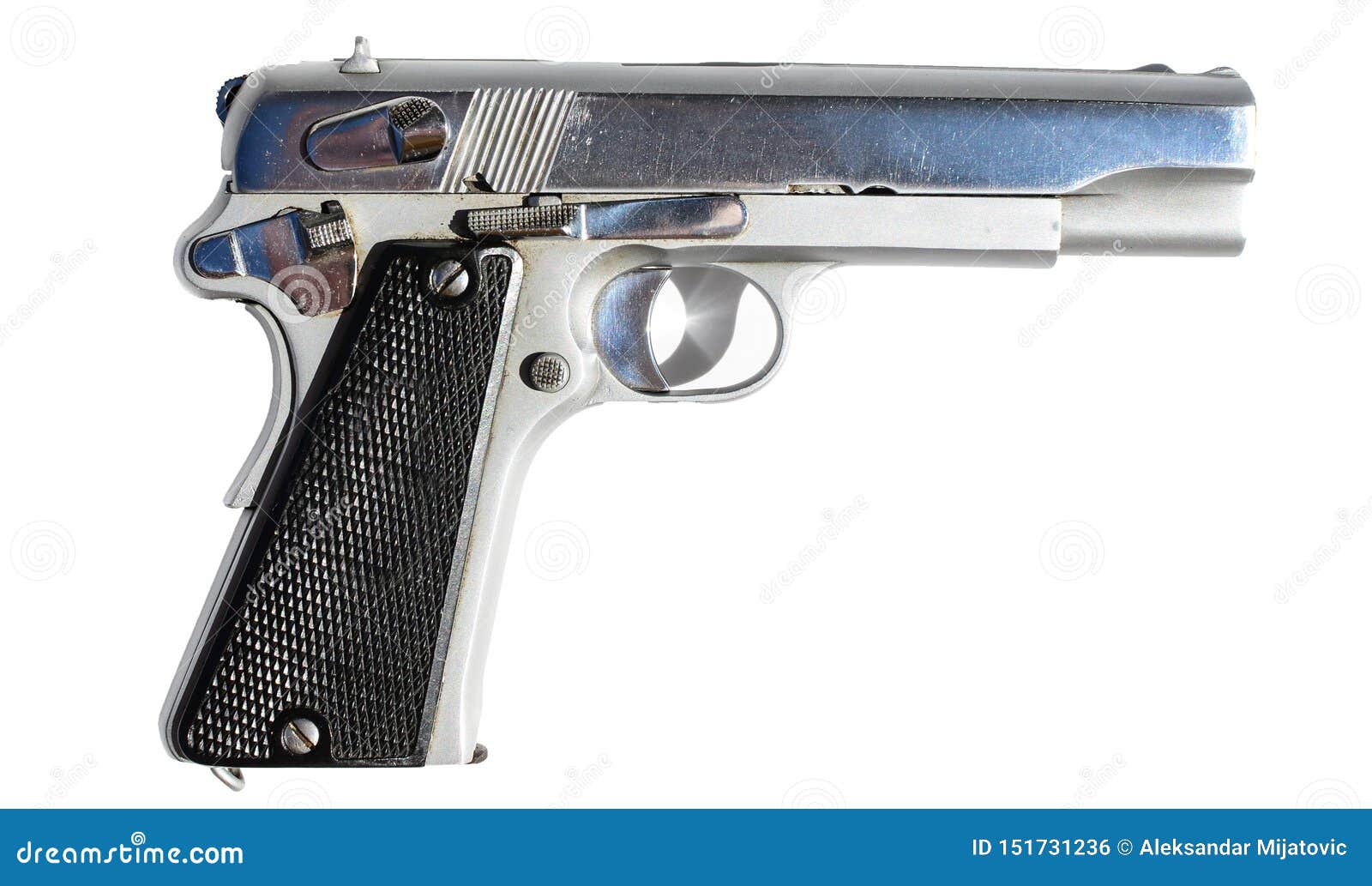 Silver Gun Isolated on White Stock Photo - Image of precision, pistol ...