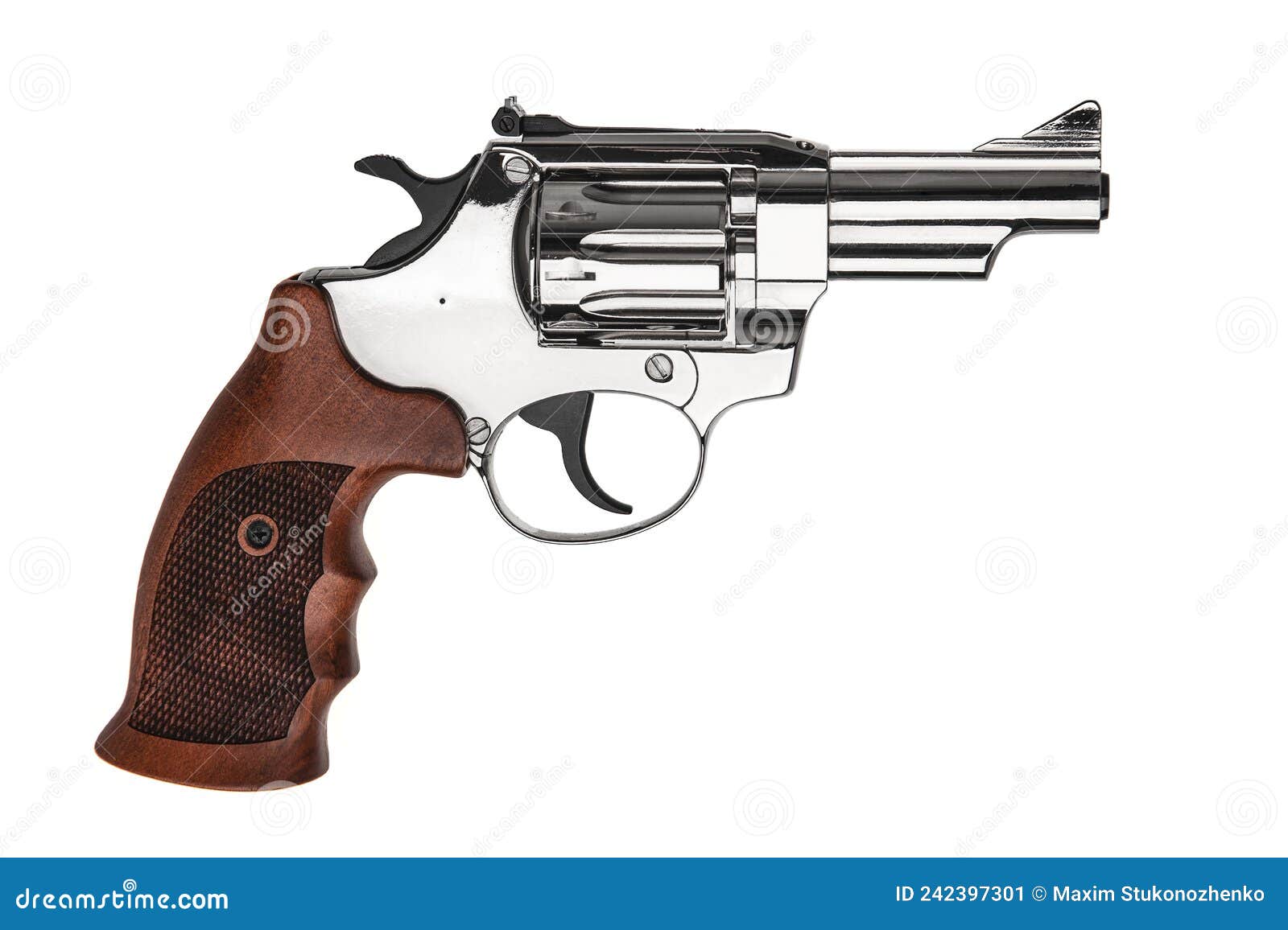 Silver Gun Revolver Isolate on White Background Stock Image - Image of ...