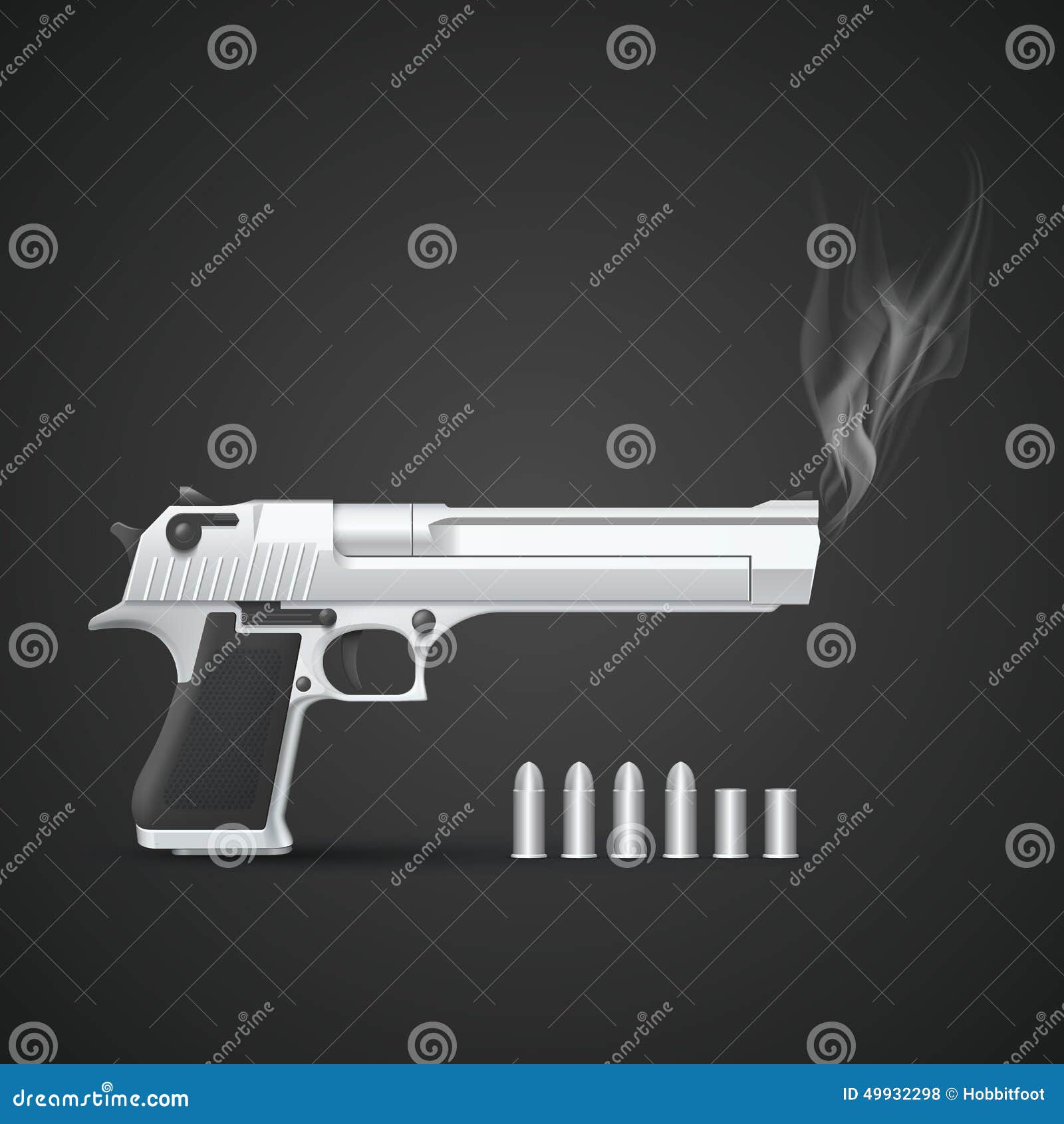 Silver gun with smoke stock vector. Illustration of background - 49932298