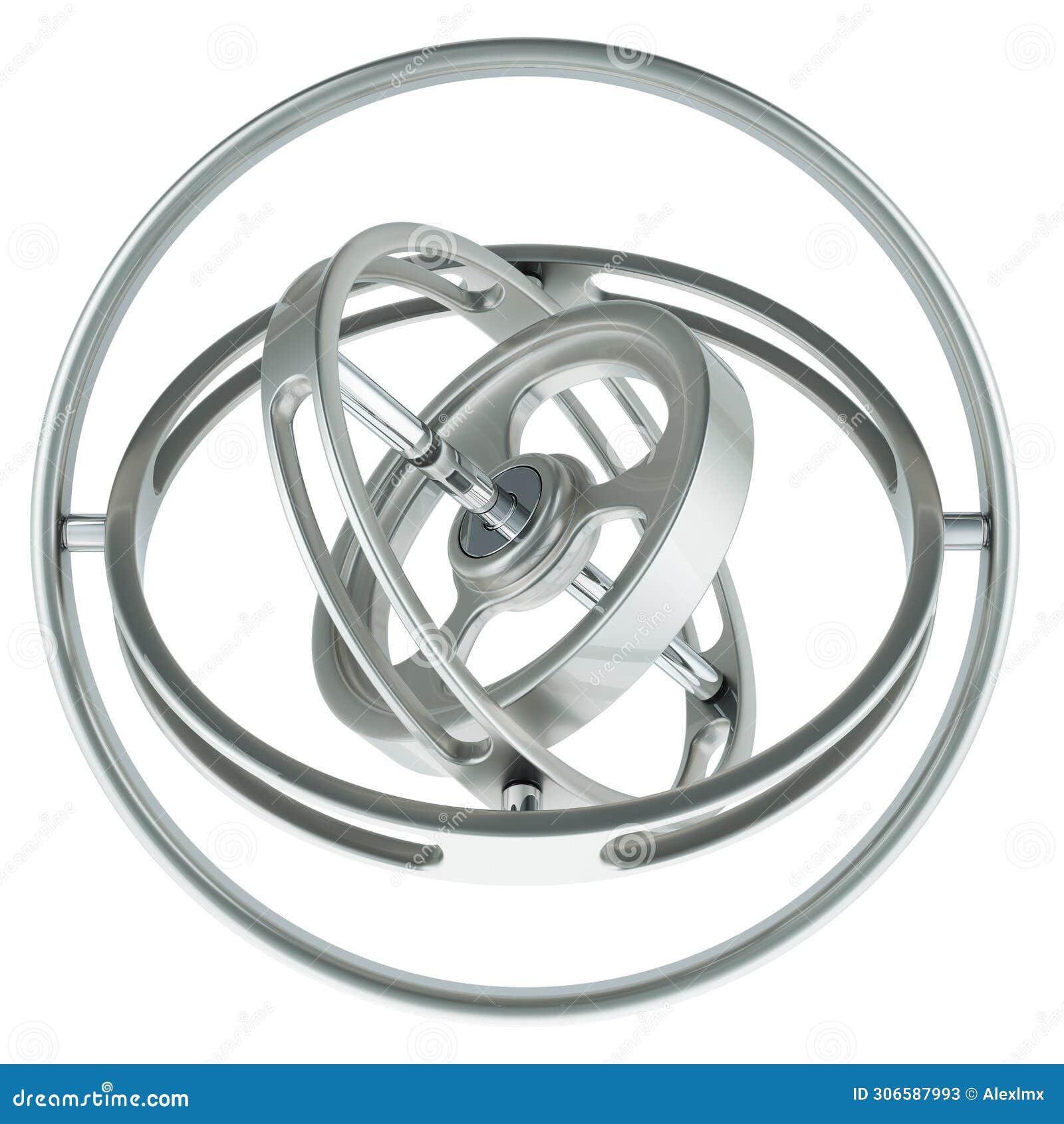 Silver Gyroscope, 3D Rendering Stock Illustration - Illustration of ...