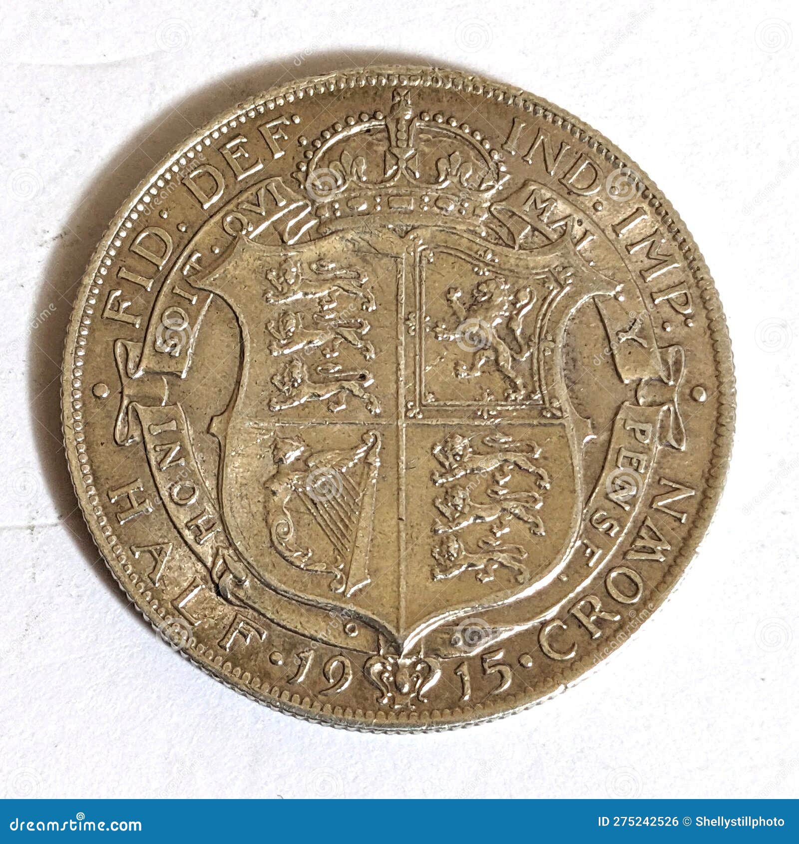 Silver Half Crown Coin Close Up on White Bckground Stock Photo - Image ...