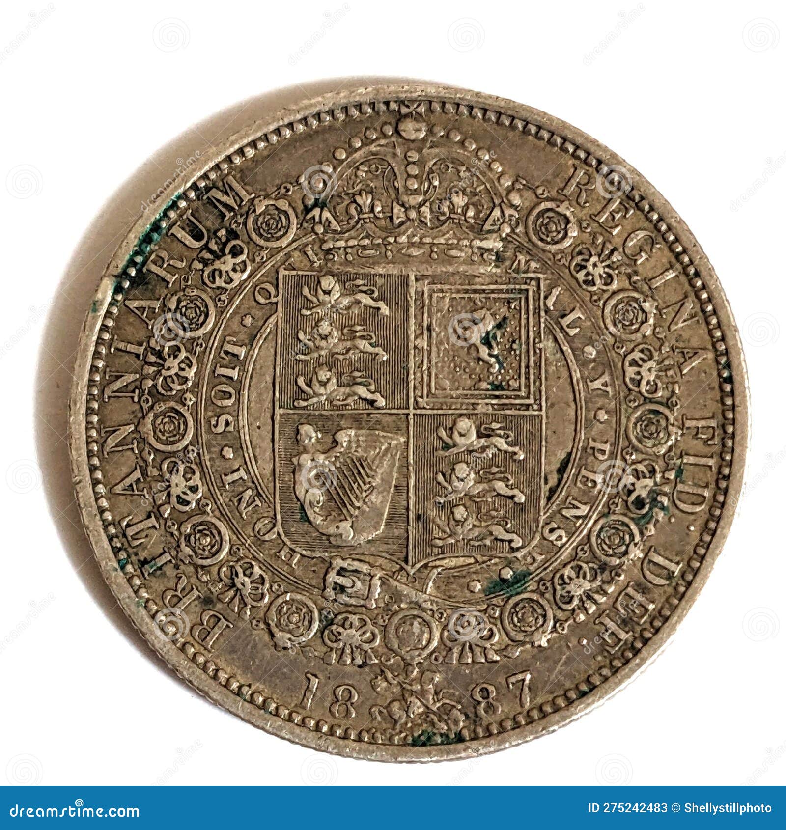 Silver Half Crown Coin Close Up on White Bckground Victorian 1895 Stock ...