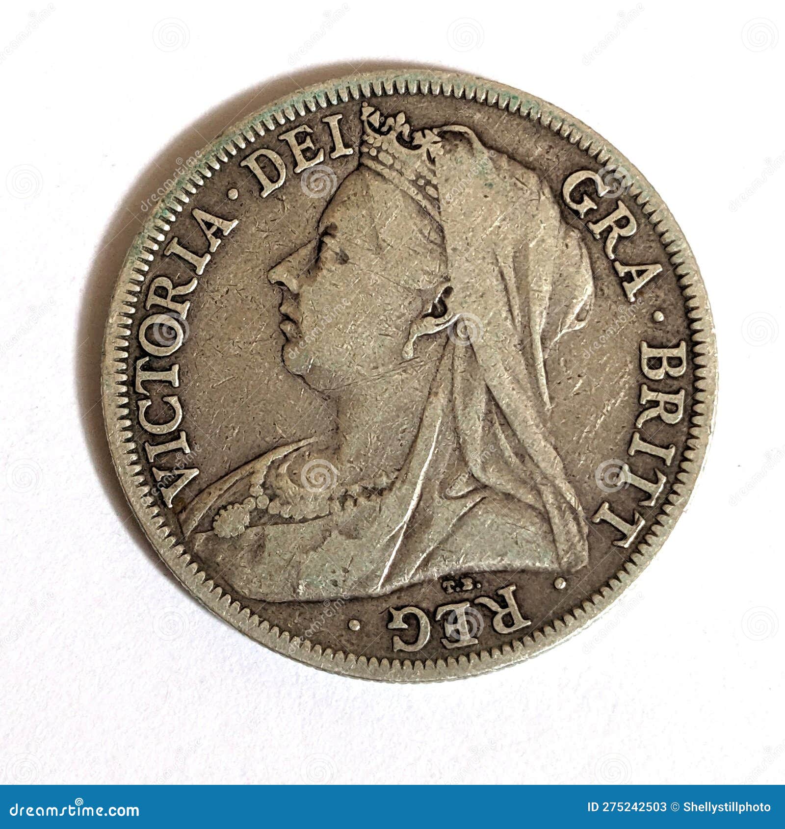 Silver Half Crown Coin Close Up on White Bckground Victorian 1895 Stock ...