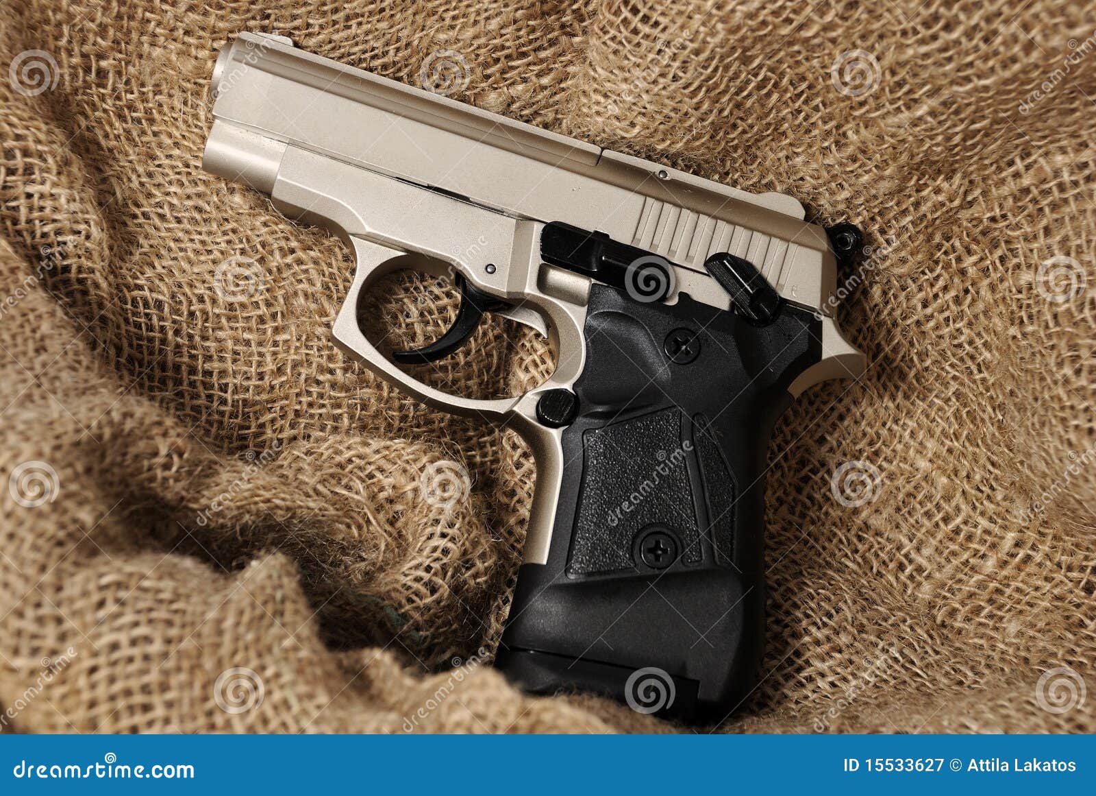 Silver handgun stock image. Image of metal, chrome, guard - 15533627