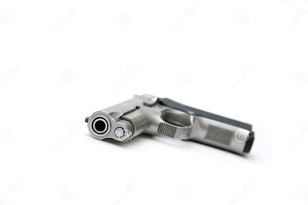 Silver Handgun stock photo. Image of stainless, defense - 23814398