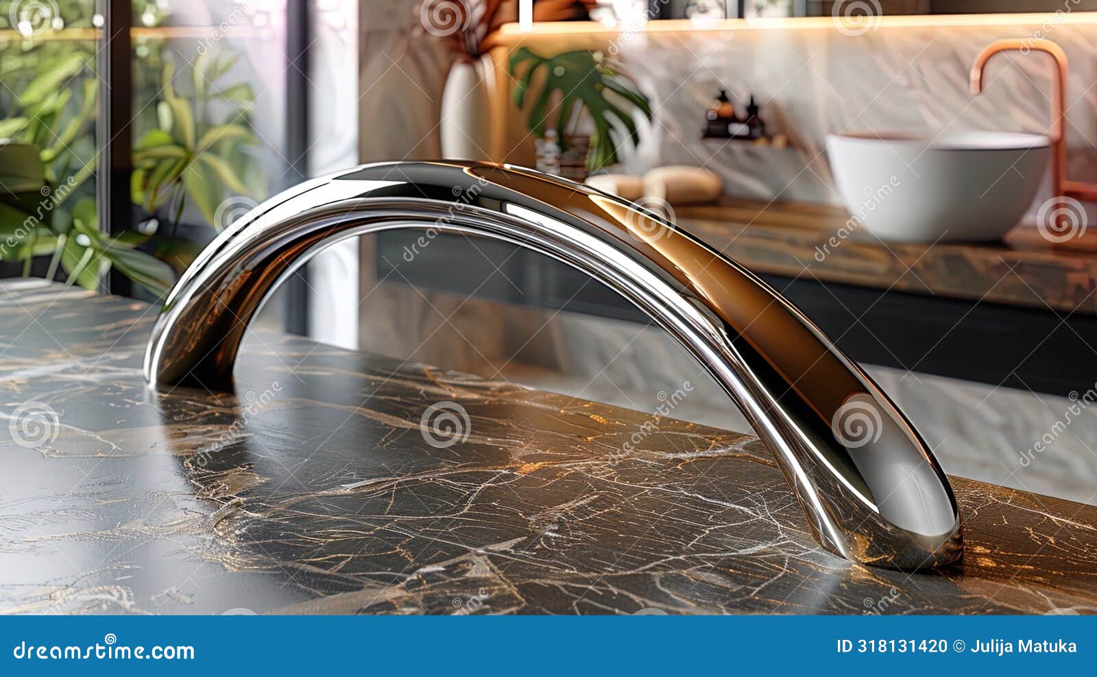 A Silver Handle is on a Marble Countertop Stock Photo - Image of home ...