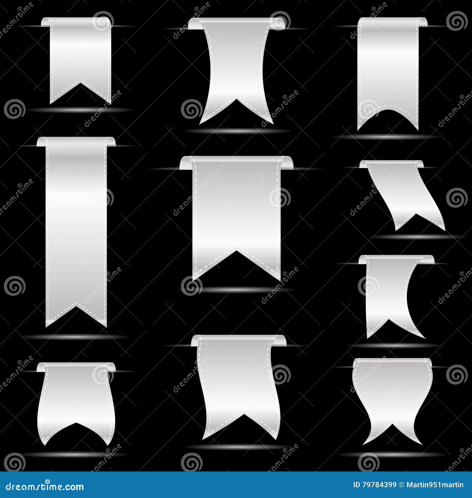 Silver Hanging Curved Ribbon Banners Set Eps10 Stock Vector ...