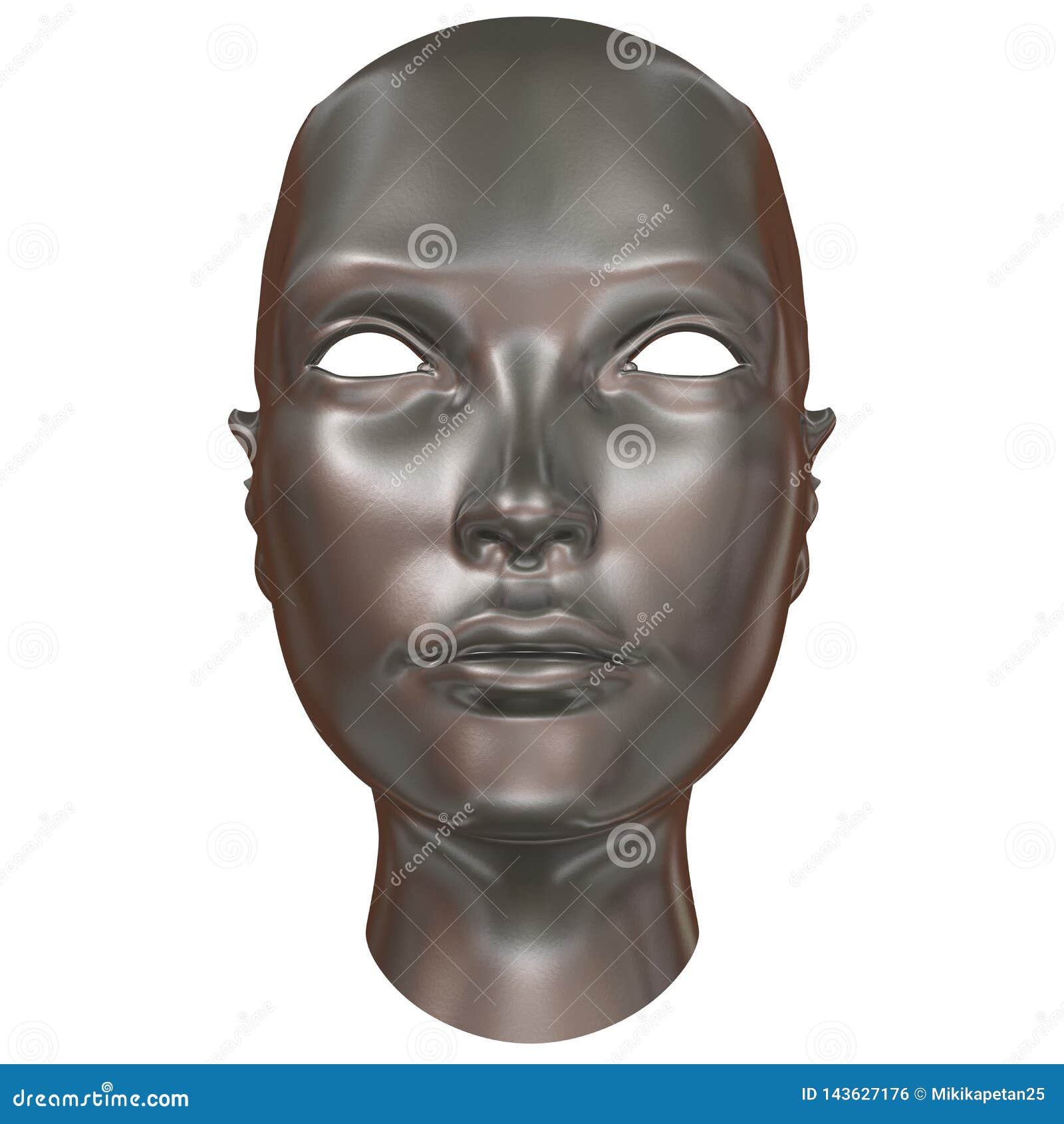 Silver Head, Abstract Concept Isolated on White 3d Rendering Stock ...