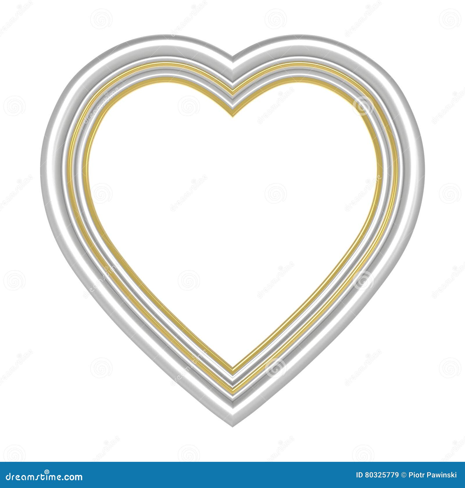 Silver Heart Picture Frame Isolated on White. Stock Illustration ...