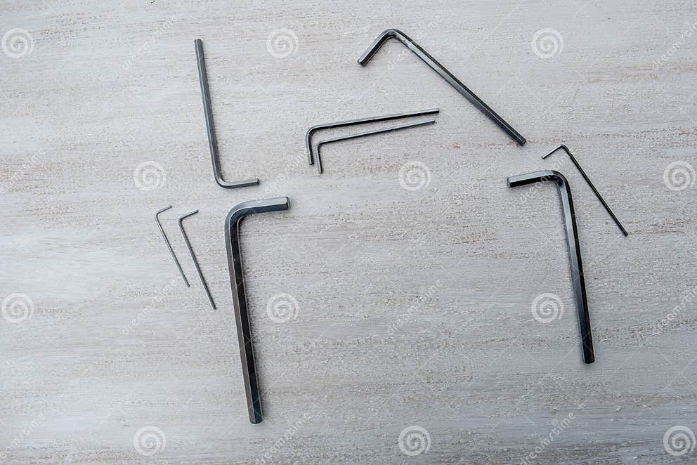 Silver Hex Keys on a White Background Stock Photo - Image of silver ...