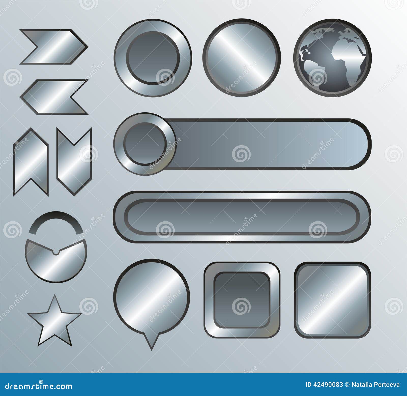 Silver High-detailed Modern Buttons Stock Vector - Illustration of ...