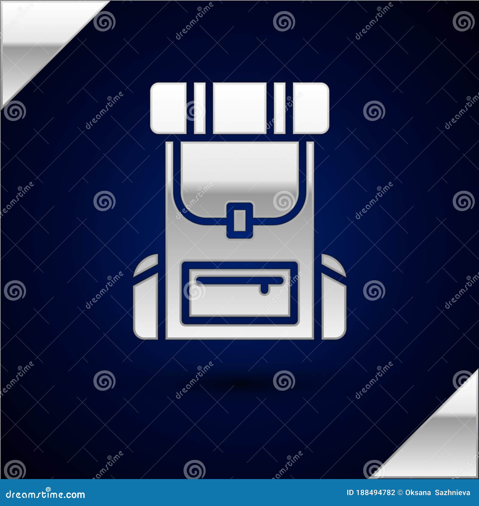 Silver Hiking Backpack Icon Isolated on Dark Blue Background. Camping ...