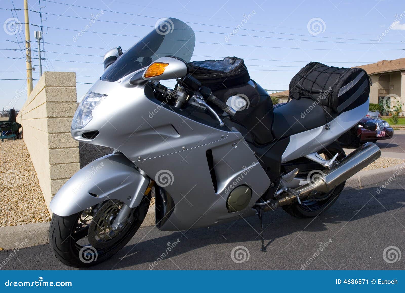 Silver Honda Motorcycle at Car Show Stock Image - Image of black ...
