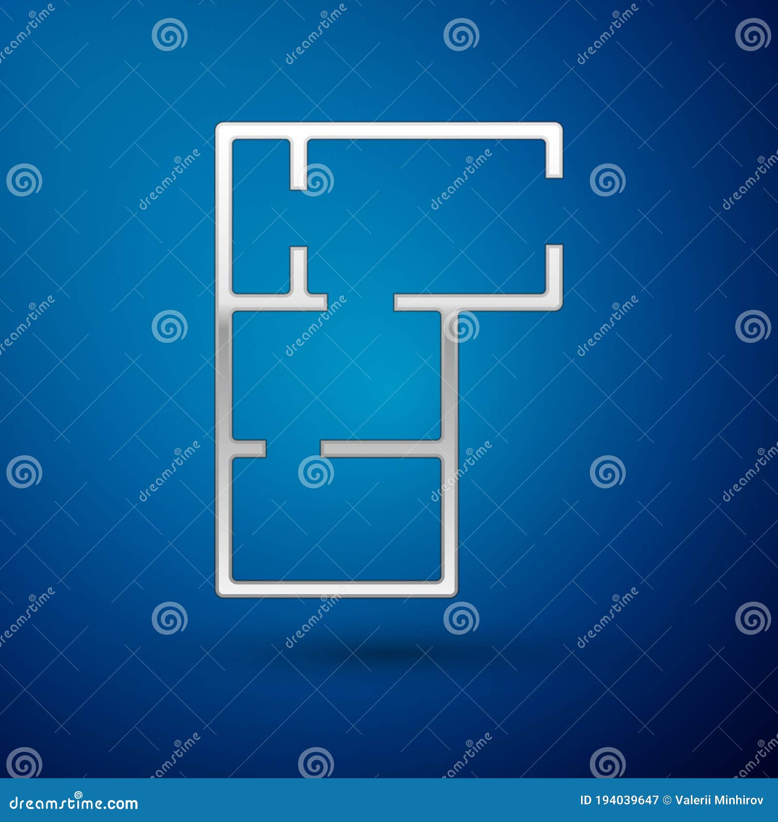 Silver House Plan Icon Isolated on Blue Background. Vector Stock Vector ...