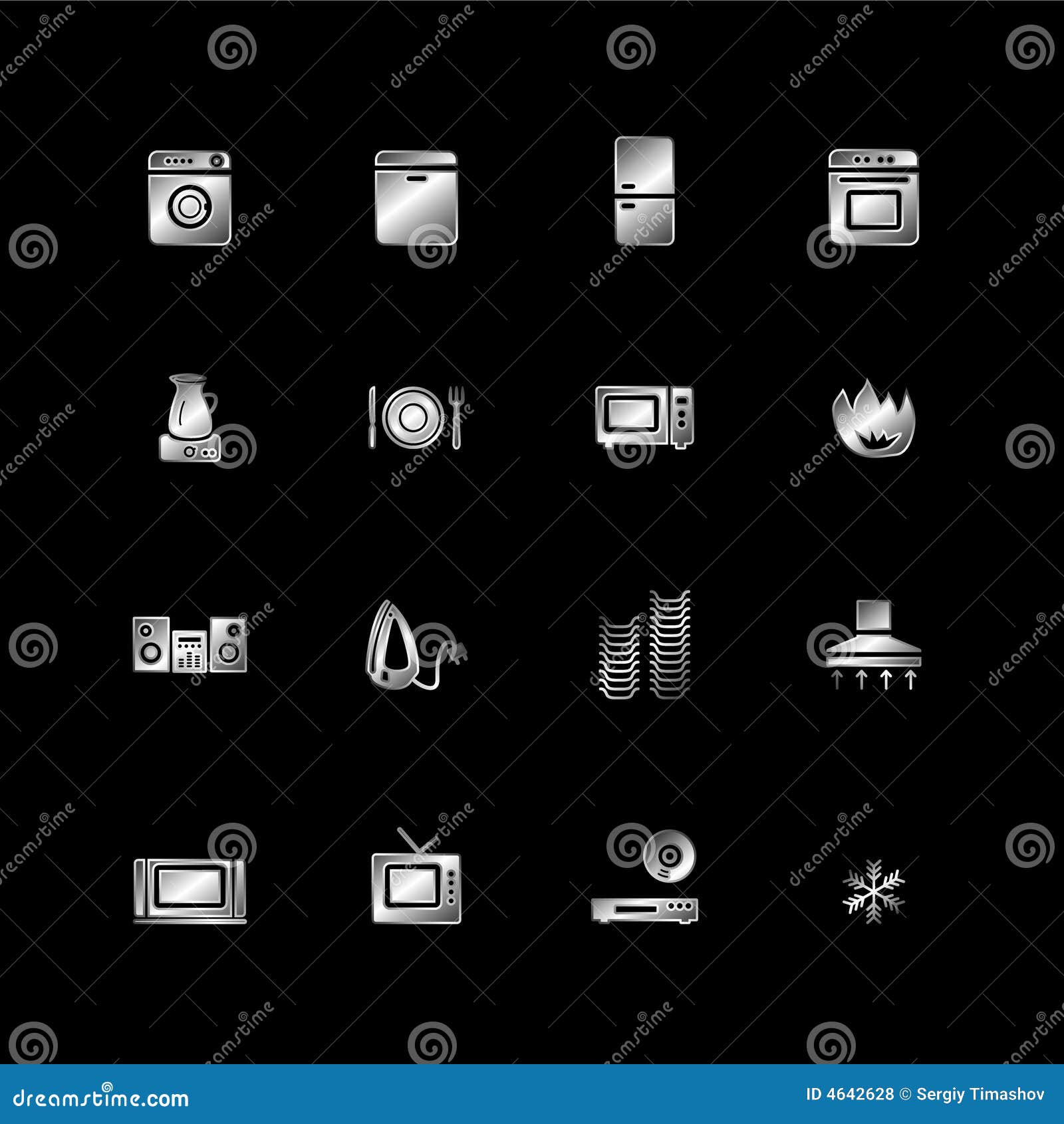 Silver Household Appliances Ic Stock Vector - Illustration of buttons ...