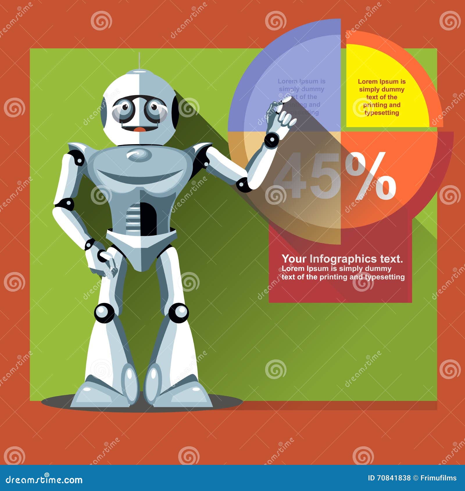 Silver Humanoid Robot Displayed As An Infographic Cartoon Vector ...