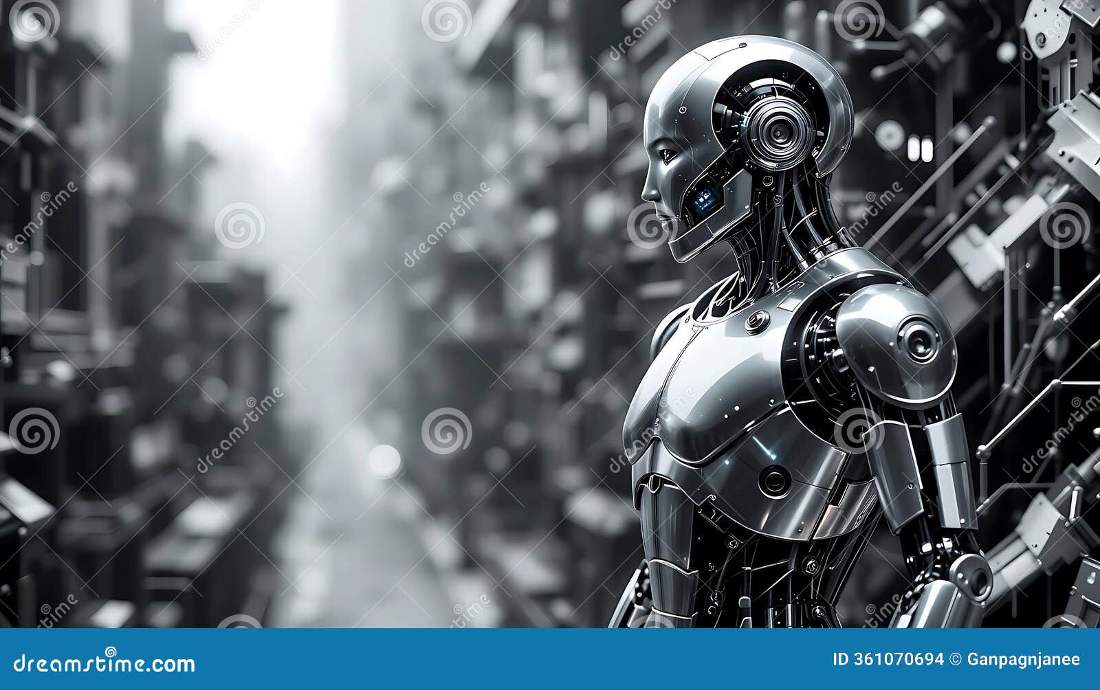 Silver Humanoid Robot Presenting Info Graphic Cartoon Vector ...