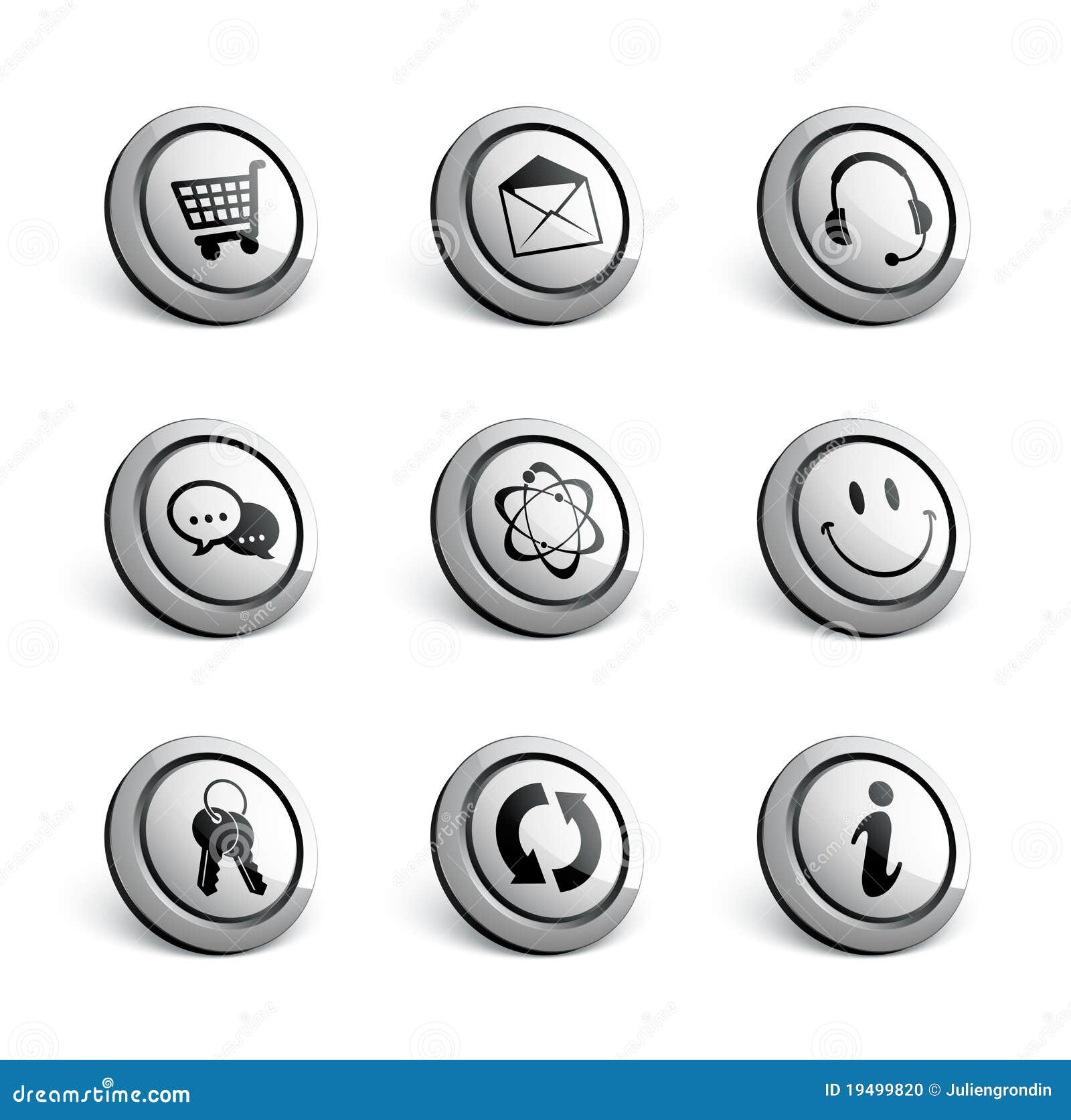 Silver icon set stock illustration. Illustration of shiny - 19499820