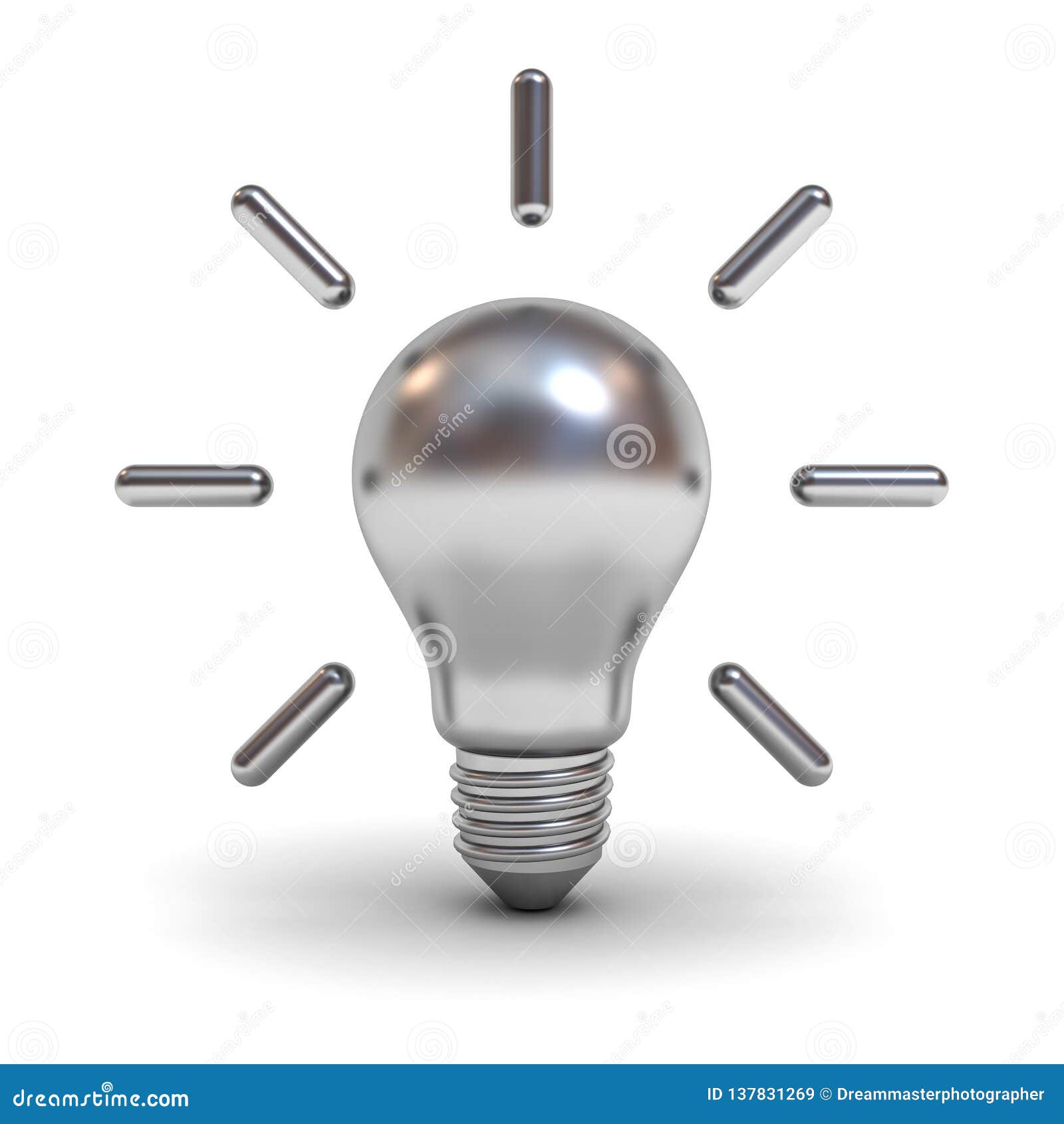 Silver Idea Bulb Isolated on White Background Stock Illustration ...