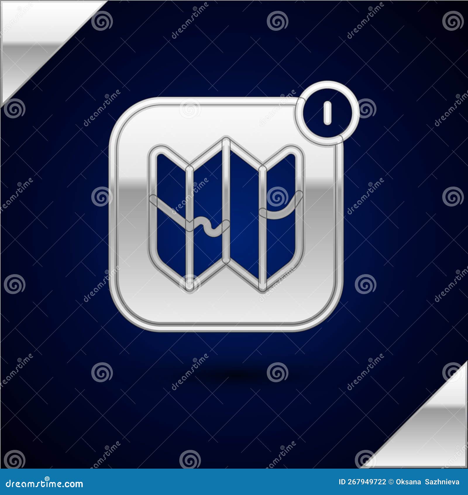 Silver Infographic of City Map Navigation Icon Isolated on Dark Blue ...