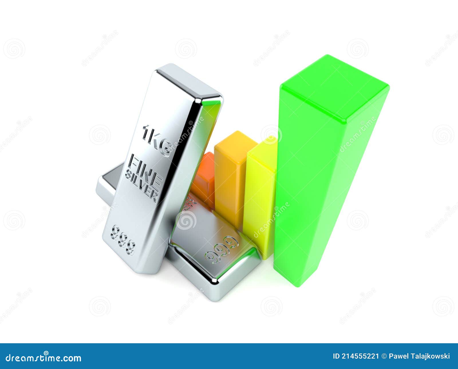 Silver ingots with chart stock illustration. Illustration of profit ...