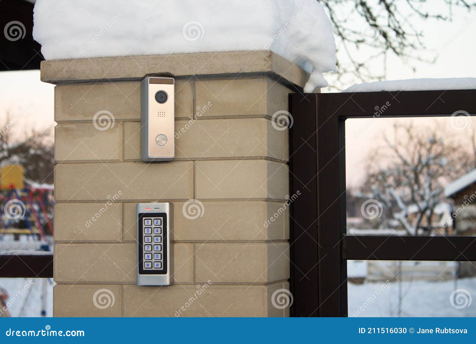 Silver Intercom Call Panel with Blue Number Buttons and a Video Camera ...