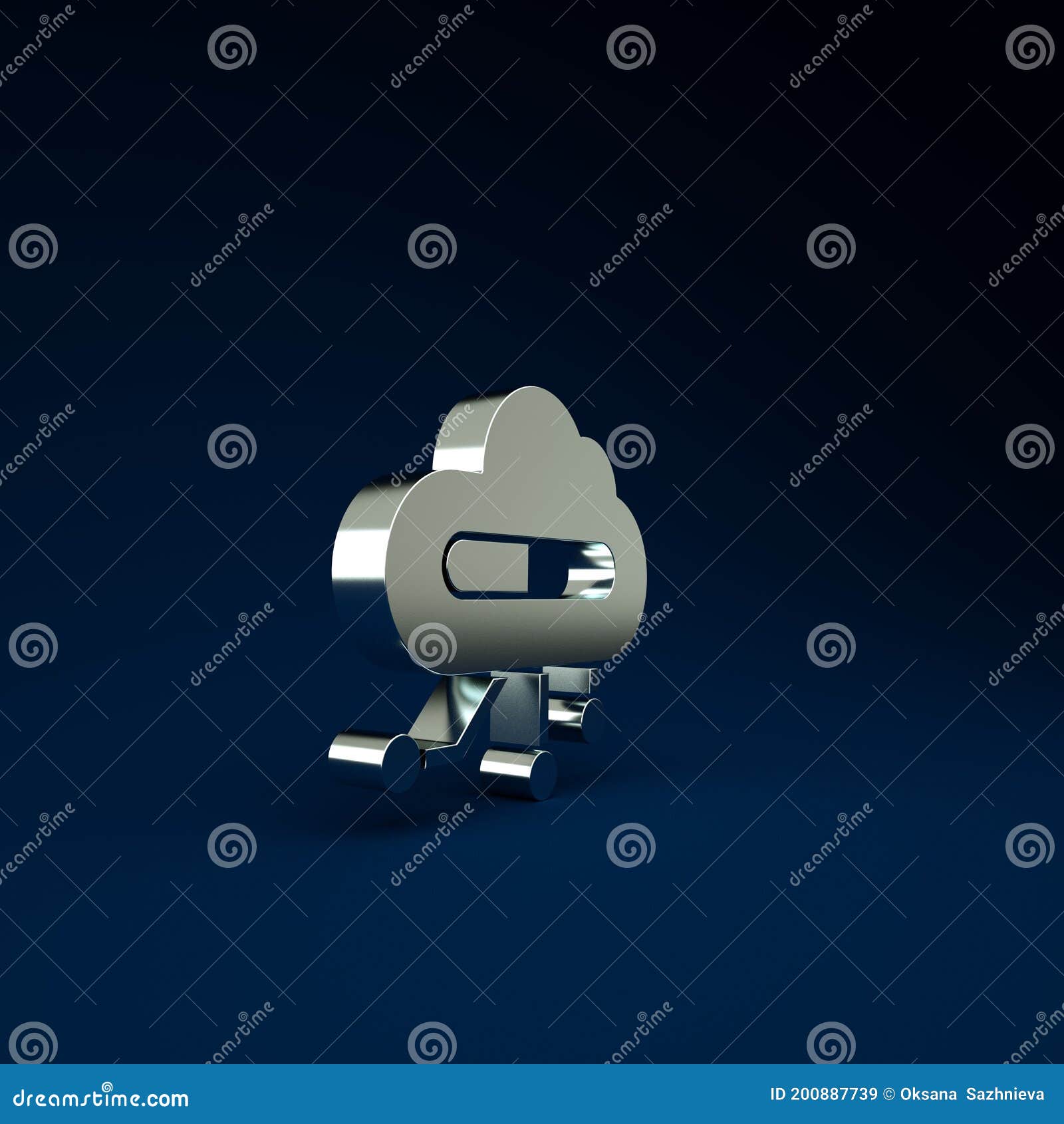 Silver Internet of Things Icon Isolated on Blue Background. Cloud ...