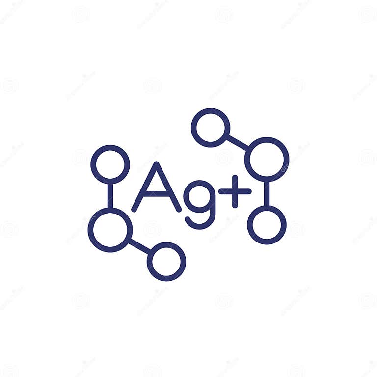 Silver Ions Line Icon on White, Vector Stock Vector - Illustration of ...