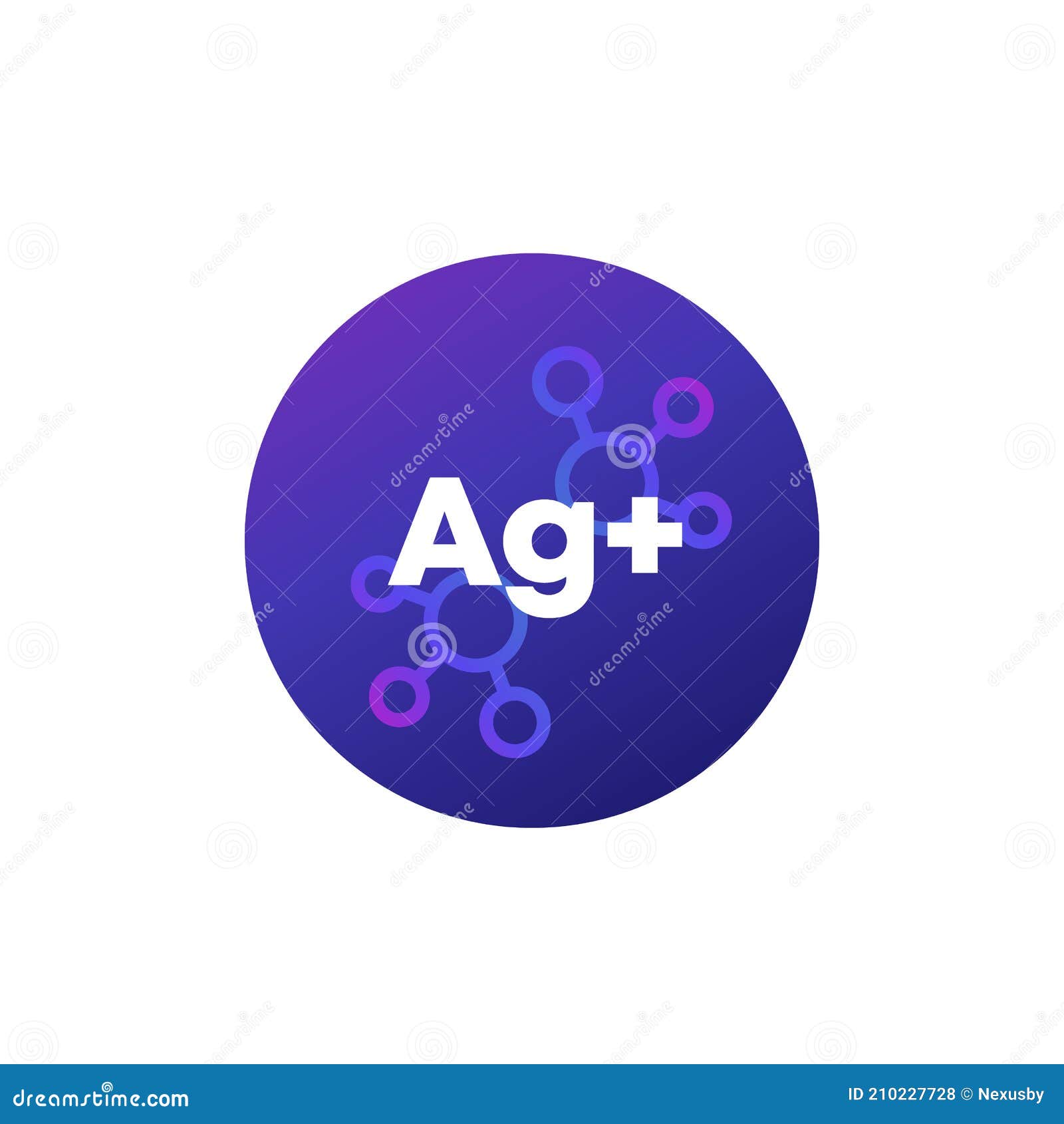 Silver Ions Vector Icon with Molecules Stock Vector - Illustration of ...
