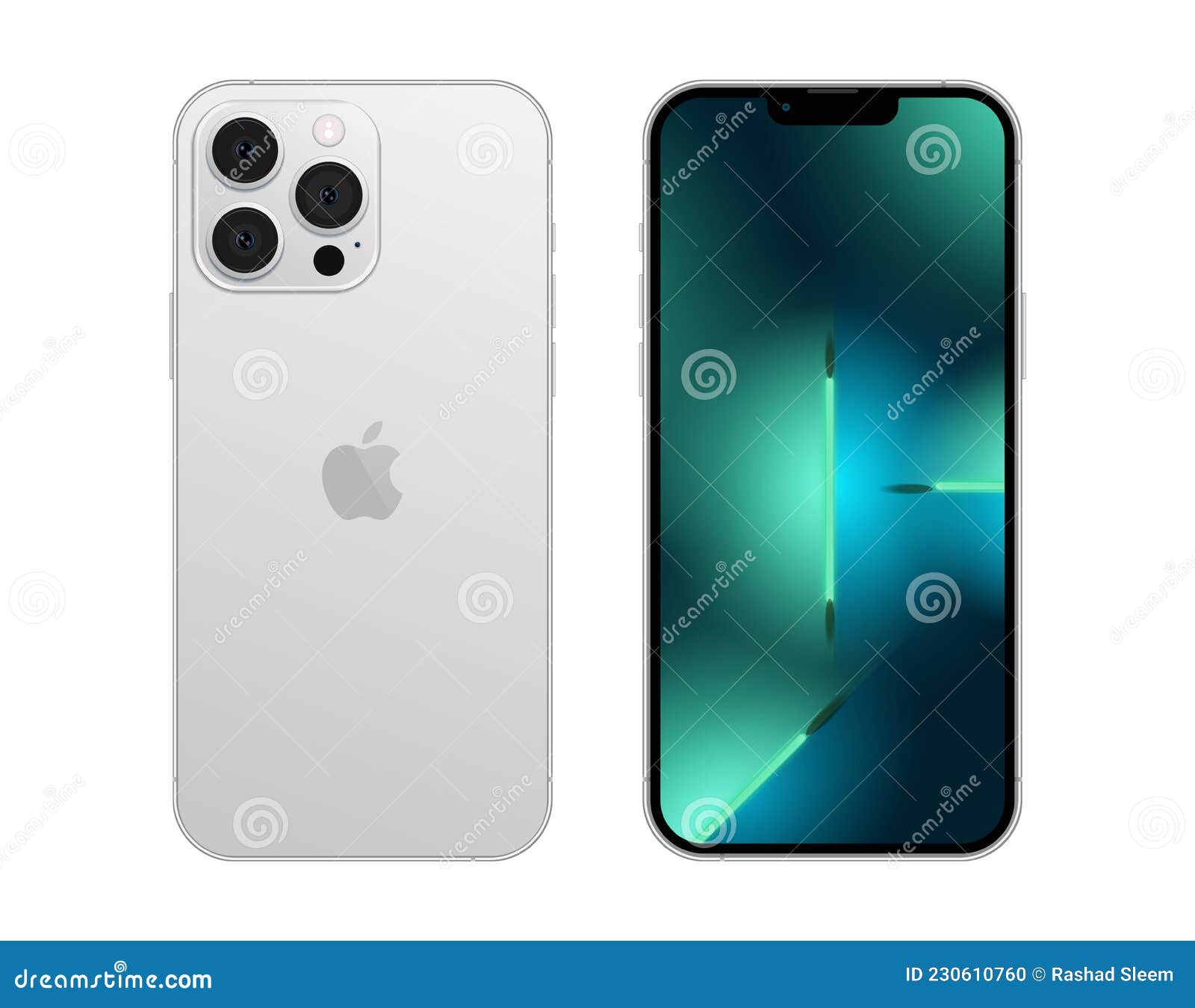Silver IPhone 13 Pro Max Mockup. Smartphone Mockup. IPhone Vector ...
