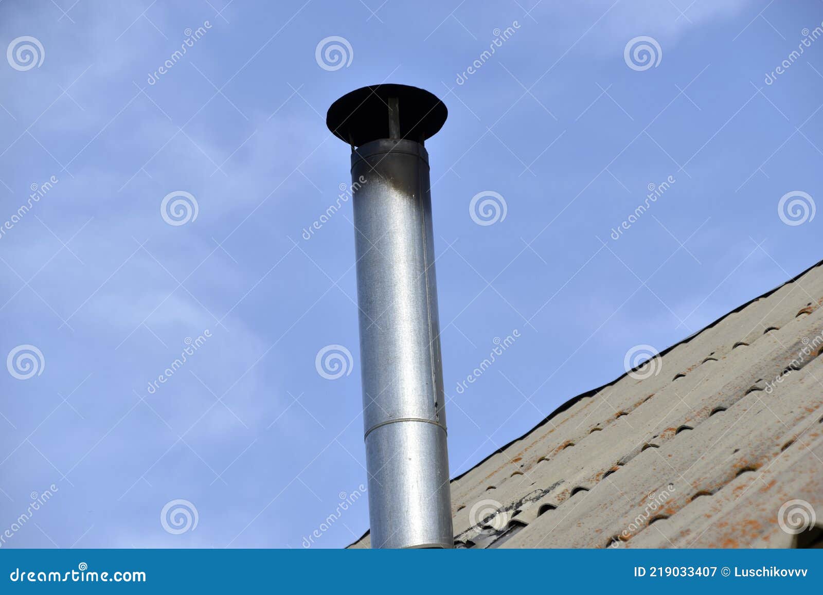 Silver Iron Chimney Pipe of the Stove in the House Stock Image - Image ...