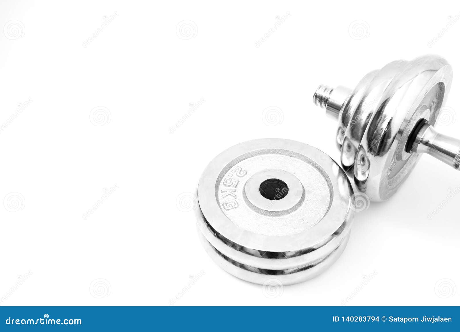 Silver Iron Dumbbell Isolated on White Stock Photo - Image of metal ...