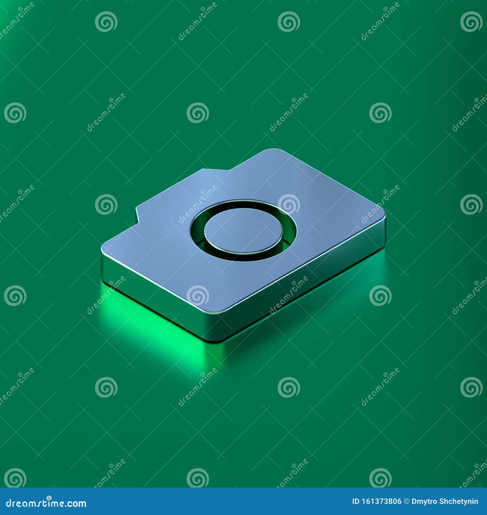 Silver Isometric Camera Icon on Emerald Background Stock Illustration ...