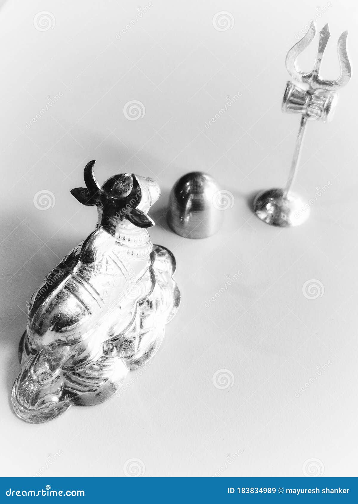 Silver Items Nandi Trishul Mahadev Stock Image - Image of items, silver ...
