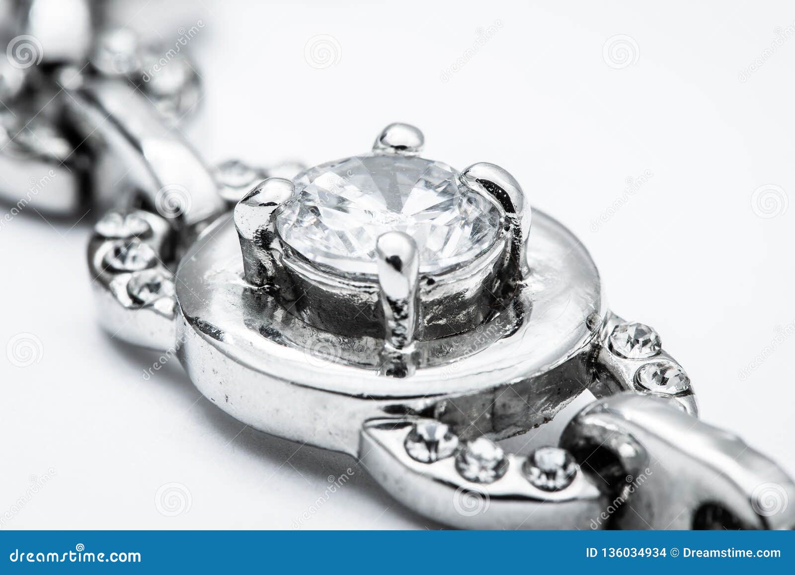 Silver Jewelry On White Background Stock Photo - Image of product ...